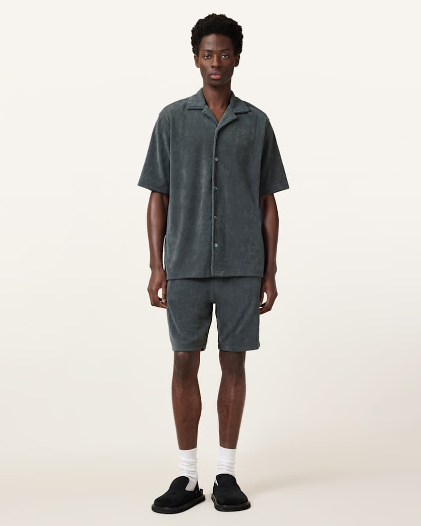 Felix Relaxed Towel Short Sleeve Ramskull Shirt PITCHED BLUE | ALLSAINTS